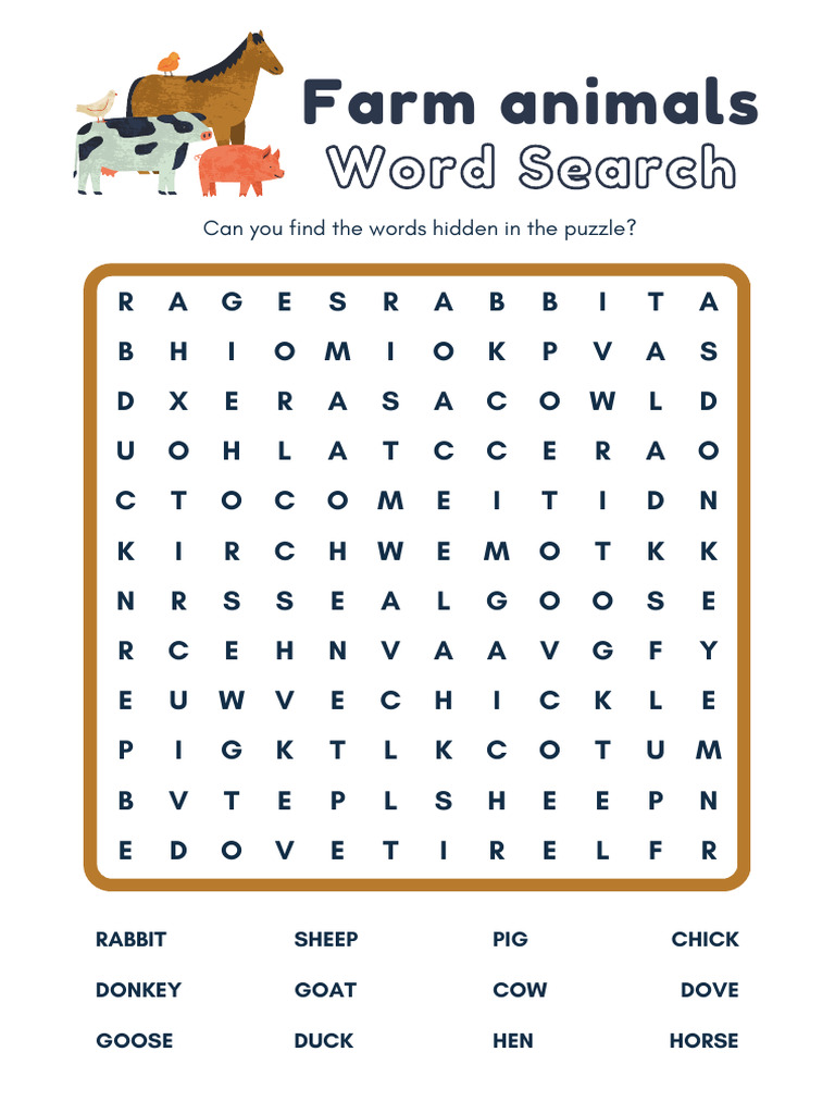 Farm Animals Word Search | PDF
