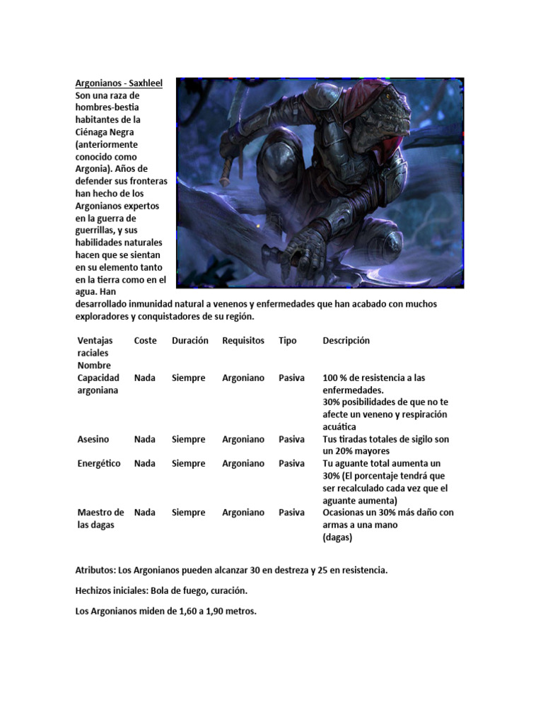 Raza Argoniana: Saxhleel en ESO | PDF