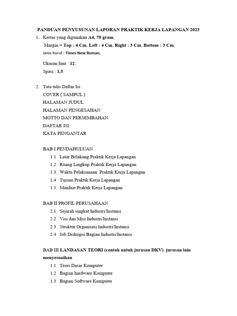 Panduan Penyusunan Laporan Prakerin | PDF