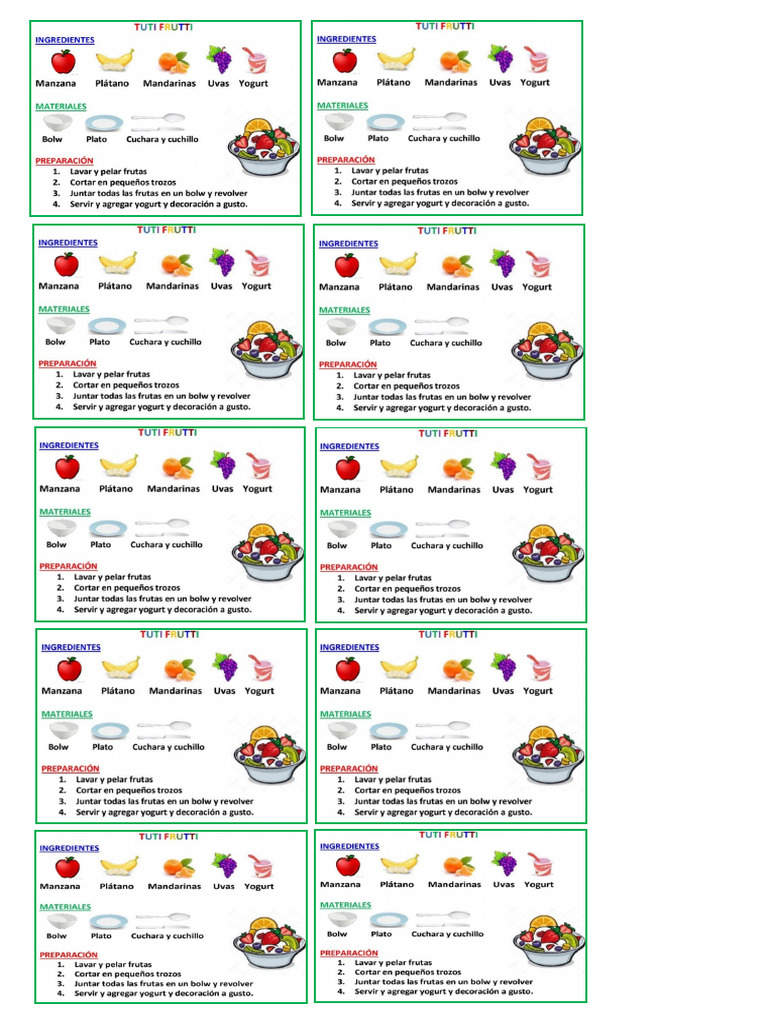 Receta Tuti Frutti | PDF