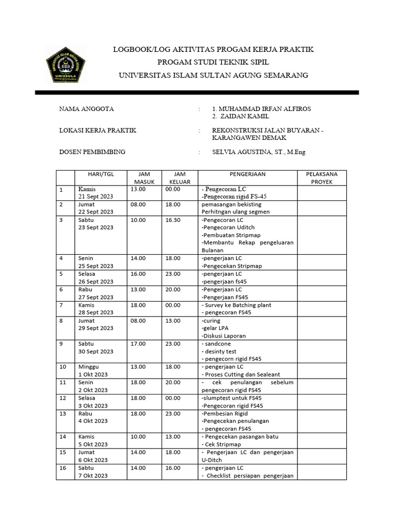 Logbook Format | PDF