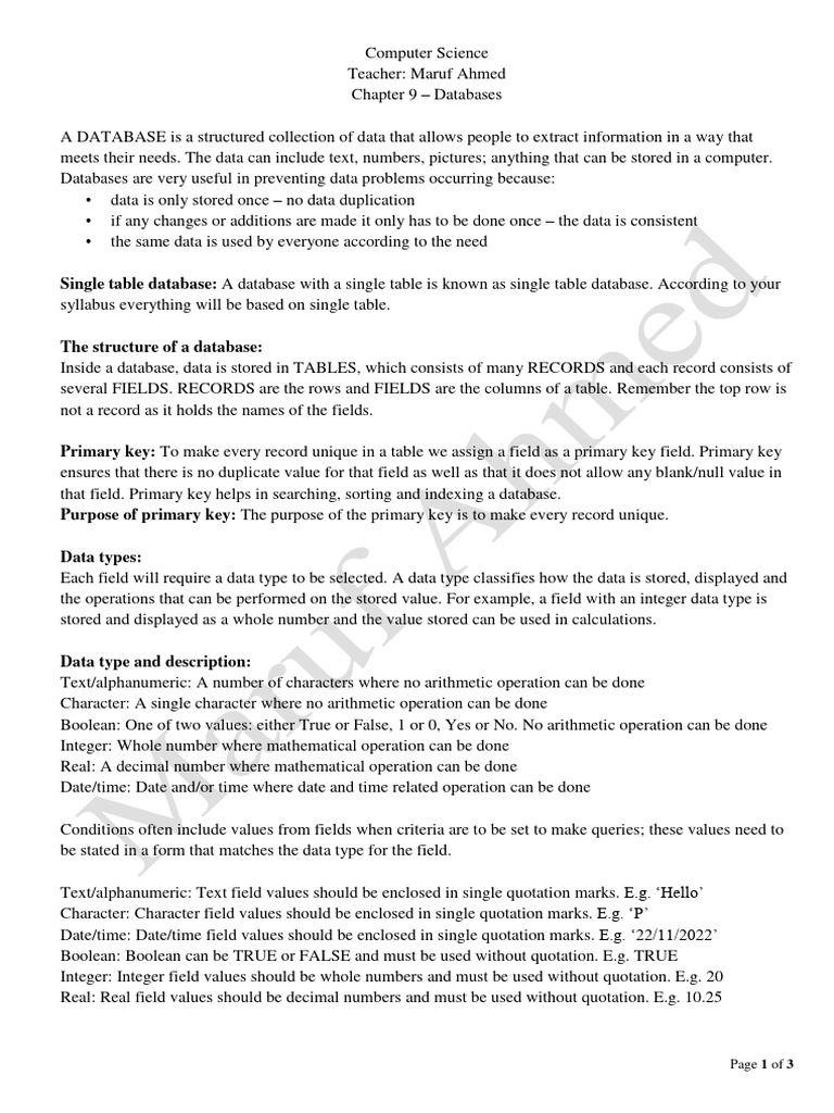 Chapter 9 | Download Free PDF | Table (Database) | Data Management Software
