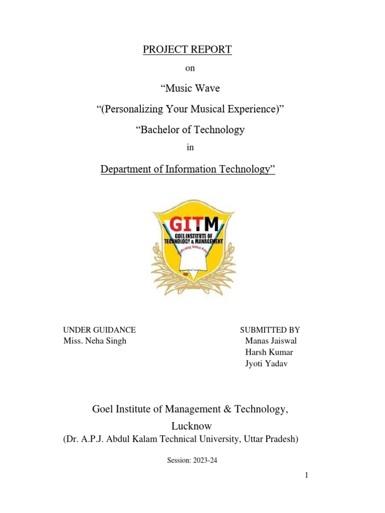 Final Print of Project Report Music Wave T | PDF | Databases | Information Science