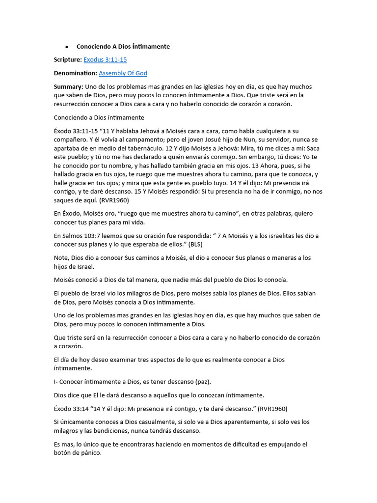 Conociendo A Dios Íntimamente | PDF | Moisés | Libro del éxodo
