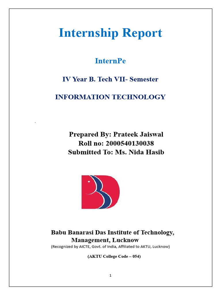 Prateek DON Internship Report | PDF | Html | World Wide Web