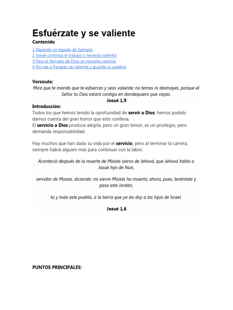 Tema Esfuérzate y Se Valiente | PDF | Moisés | Joshua