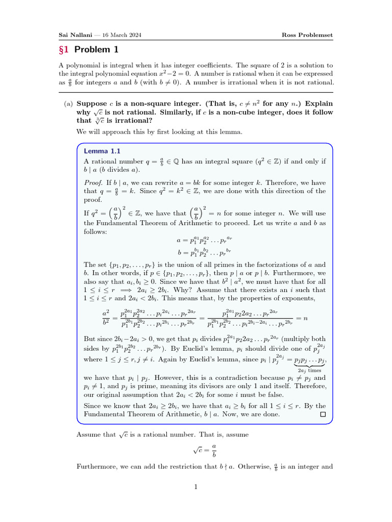 Ross Problem Set | PDF | Mathematical Analysis | Mathematics