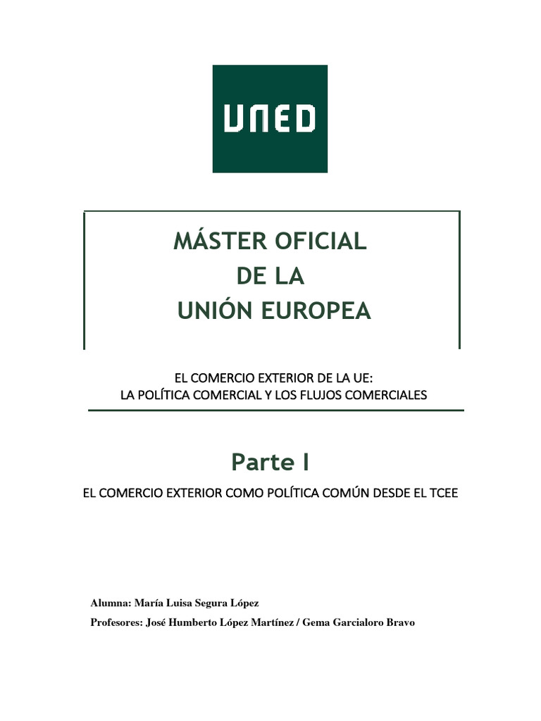PARTE I. El Comercio Exterior Como Política Común Desde El TCEE. | PDF ...