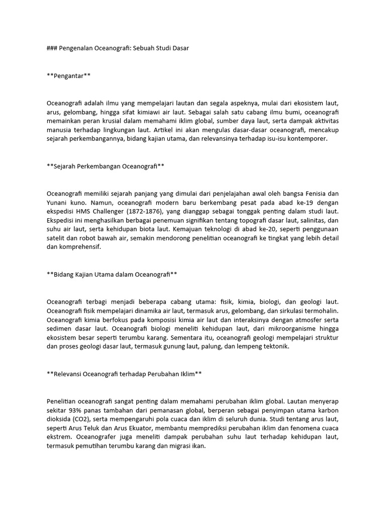 Pengenalan Oceanografi 1 | PDF