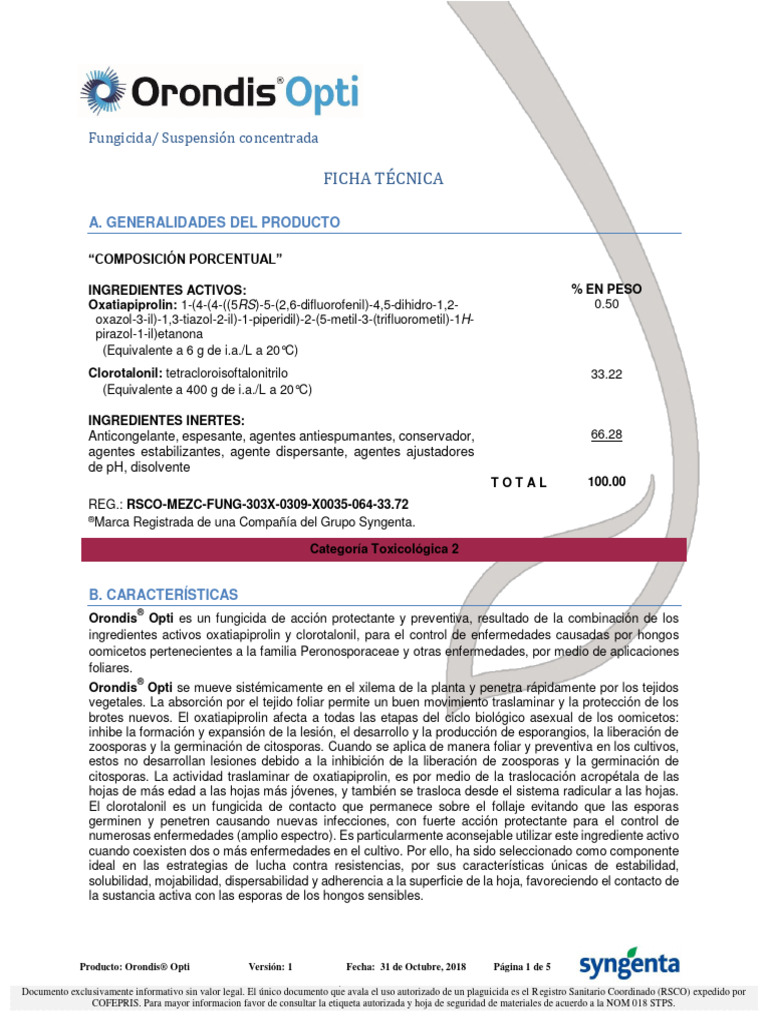 orondisr_opti_ficha_tecnica | Descargar gratis PDF | Residuos | Agua