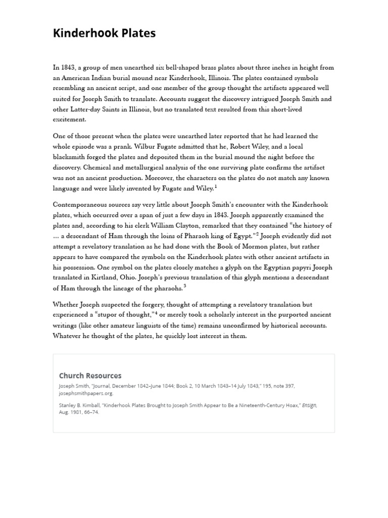 Kinderhook Plates | Download Free PDF | Mormonism Related Controversies ...