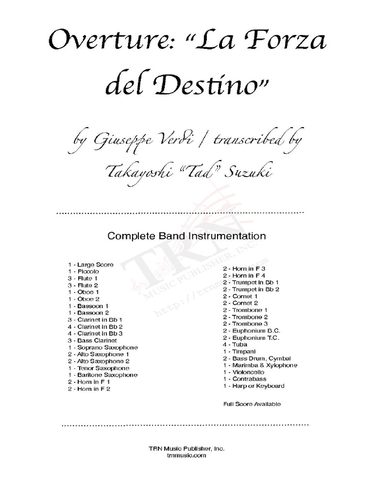 Verdi - La Forza Del Destino - Band | PDF
