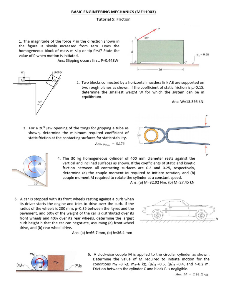 Tutorial 5 BEM | PDF | Friction | Physical Quantities