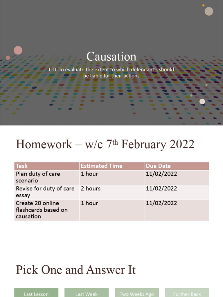 Causation - Student Version | PDF | Negligence | Causation (Law)