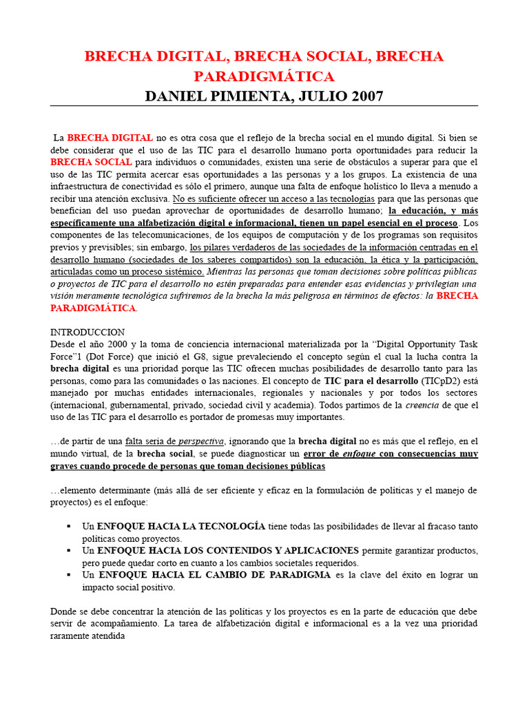 BRECHA DIGITAL | PDF | Tecnología de información y comunicaciones | Literatura