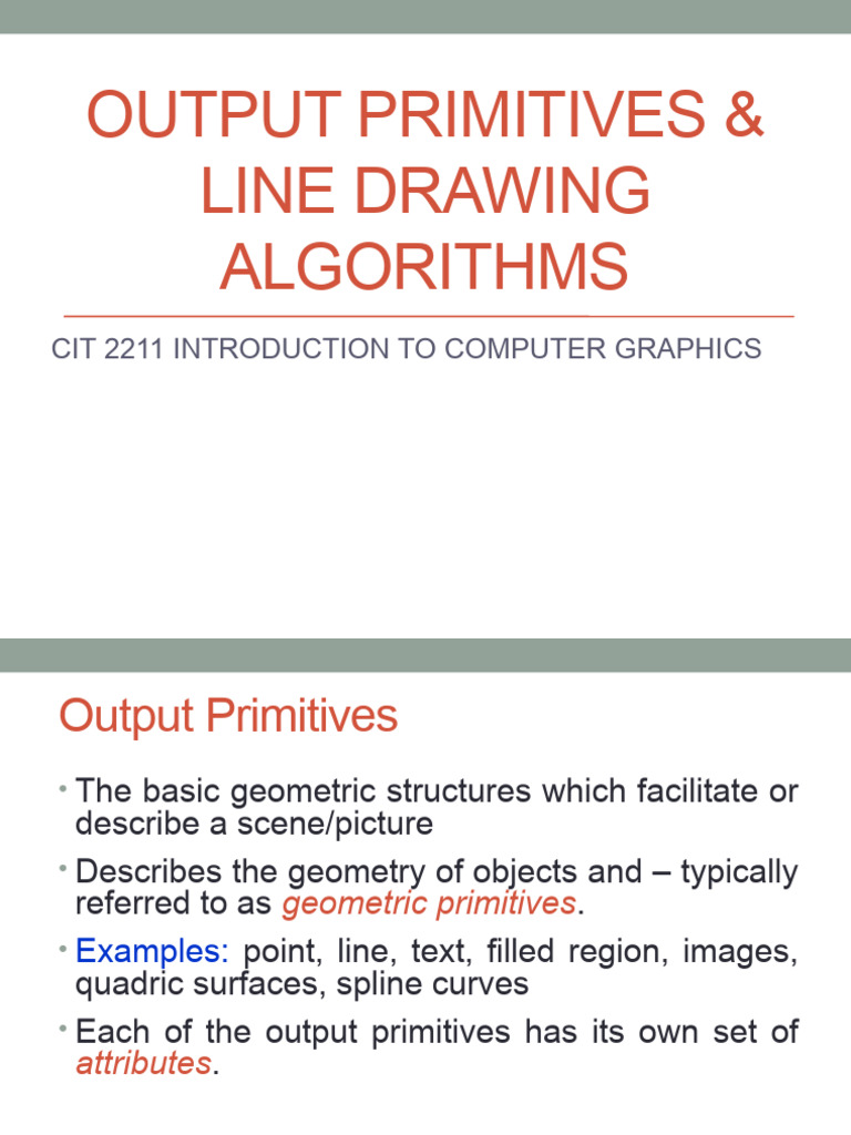 CIT 2211 - Lecture 5 - Output Primitives | PDF | Computer Graphics ... CIT 2211 - Lecture 5 - Output Primitives | PDF | Computer Graphics ...