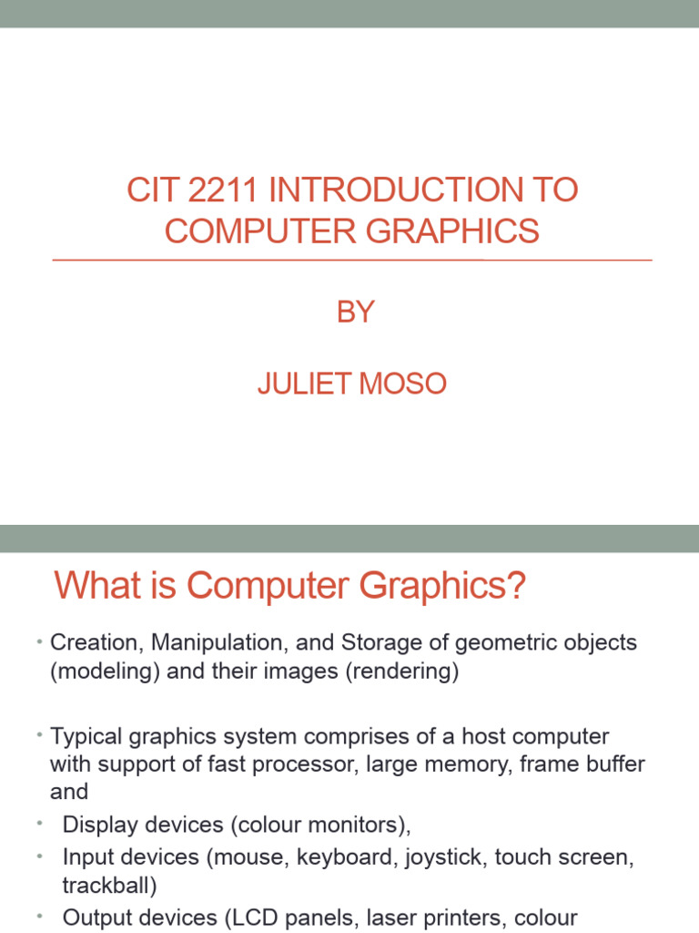 CIT 2211 - Lecture 1 - Introduction To Computer Graphics | PDF ... CIT 2211 - Lecture 1 - Introduction To Computer Graphics | PDF ...