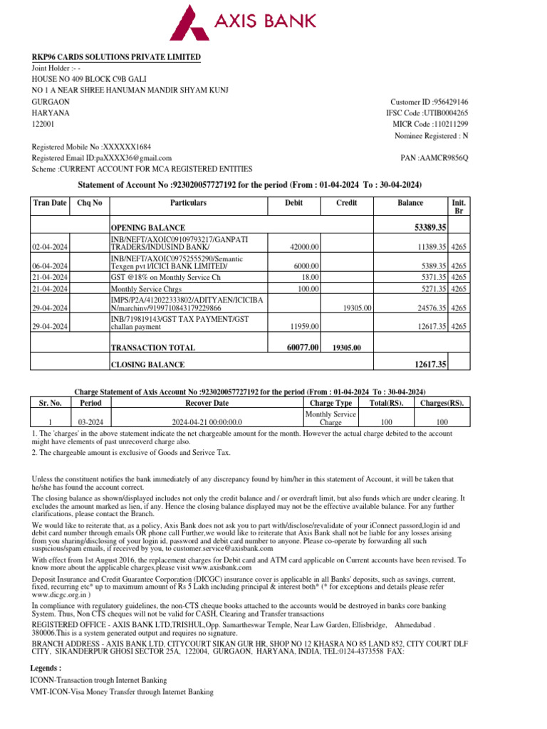 April Bank Statement | Download Free PDF | Banks | Debit Card