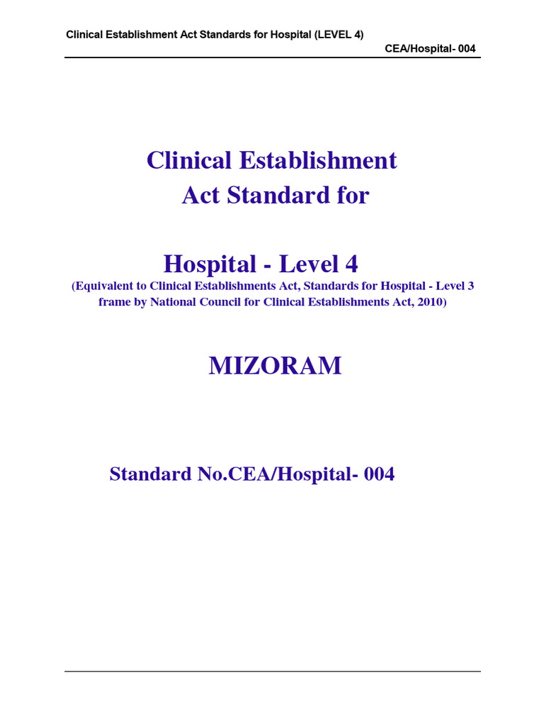 Clinical Establishment Act Hospital Level 4 | PDF | Hospital | Medicine