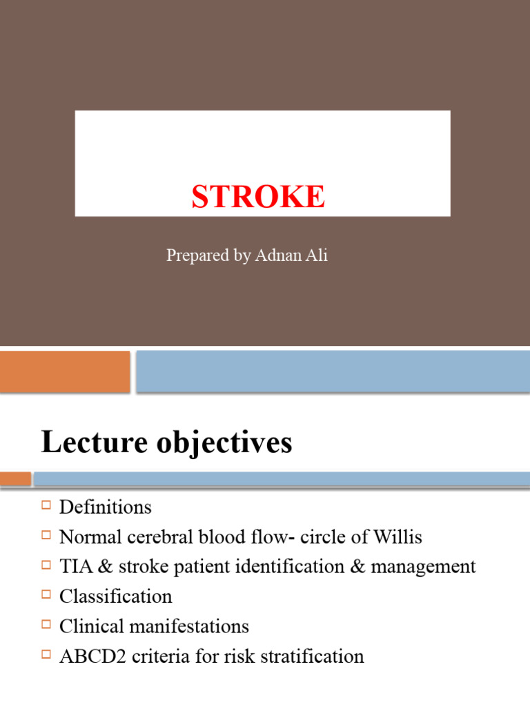 Stroke Identification & Management Guide | PDF | Stroke | Thrombosis