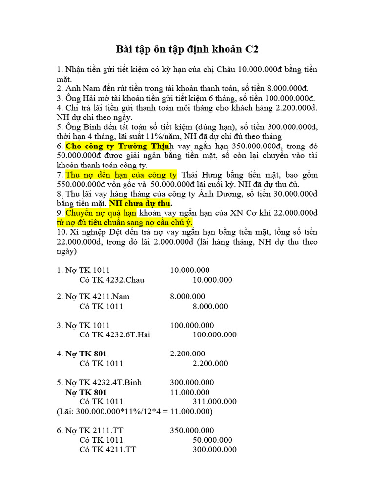 bt ôn đinh khoản c2 co dap an 30-5 | PDF