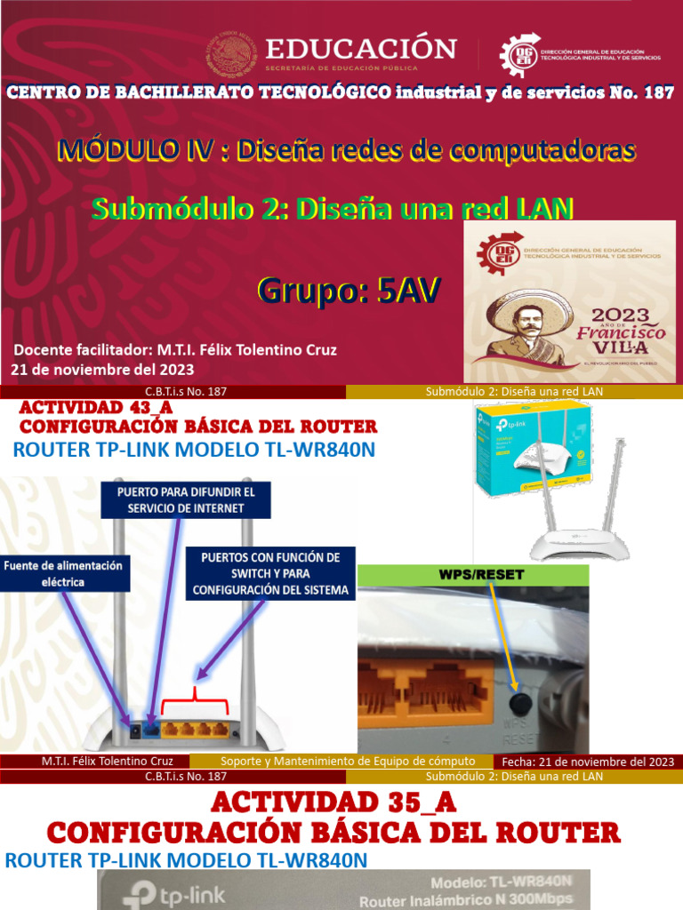 43 - A - Configuración Del Router - Practica 1 | PDF | Enrutador (Computación) | Red de computadoras