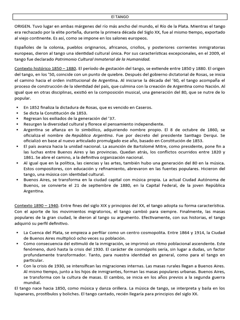 El TANGO | PDF | Musica Tango | Estilos de musica argentina