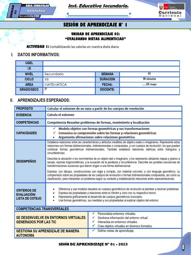 Ses 1 Mat 5° Unid 03 | PDF | Geometría | Aprendizaje