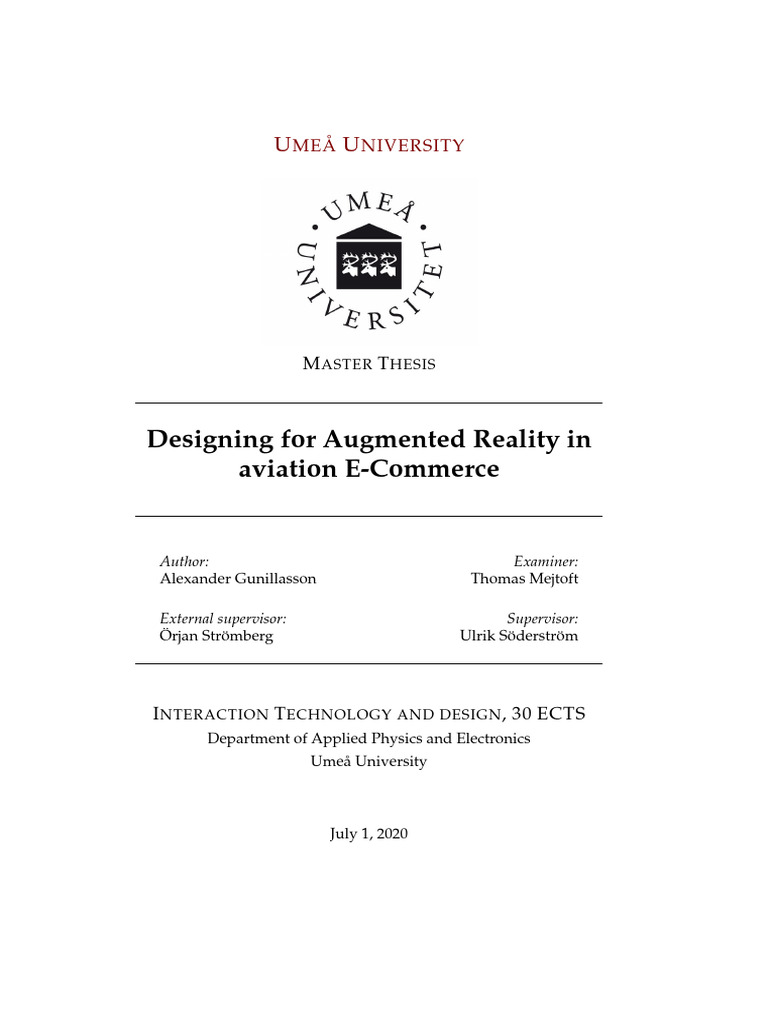 Designing For Augmented Reality in Aviation E-Commerce: MEÅ Niversity | PDF | Augmented Reality ...