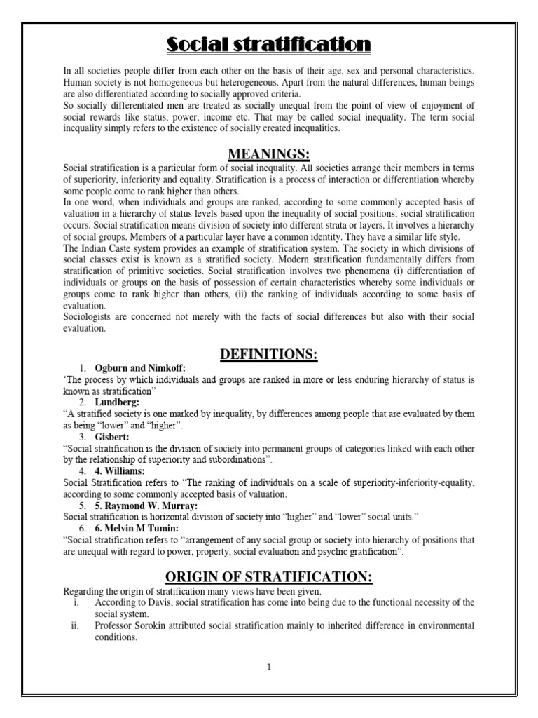 Social Stratification-Converted-Merged | PDF | Social Stratification ...