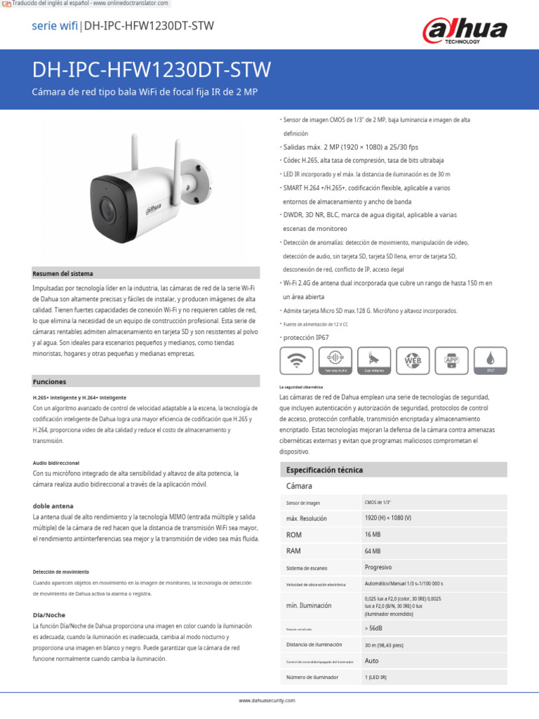 IPC-HFW1230DT-STW-Ficha-tecnica-español | PDF | Wifi | Vídeo