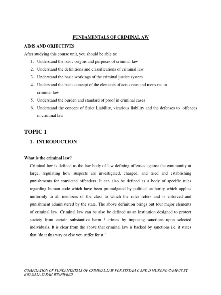 Fundamentals of Criminal Law Notes 2023 | Download Free PDF | Crimes ...