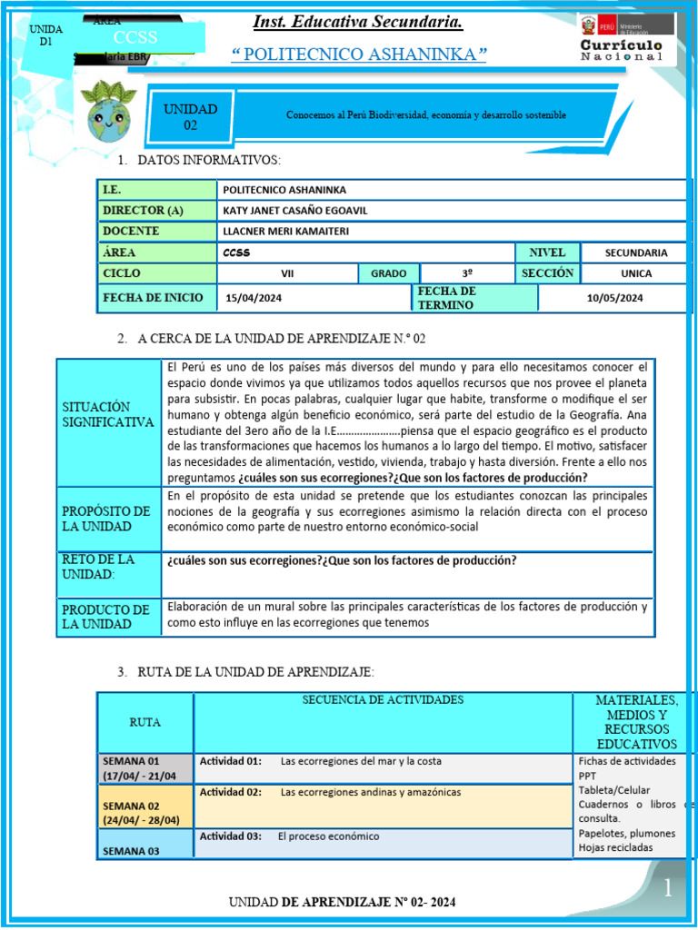 3º Unidad 2 CCSS - 2023 | PDF | Aprendizaje | Información