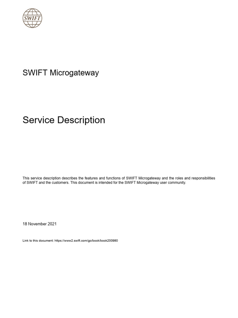 SWIFT Microgateway Service Overview | PDF | Swift (Programming Language ...