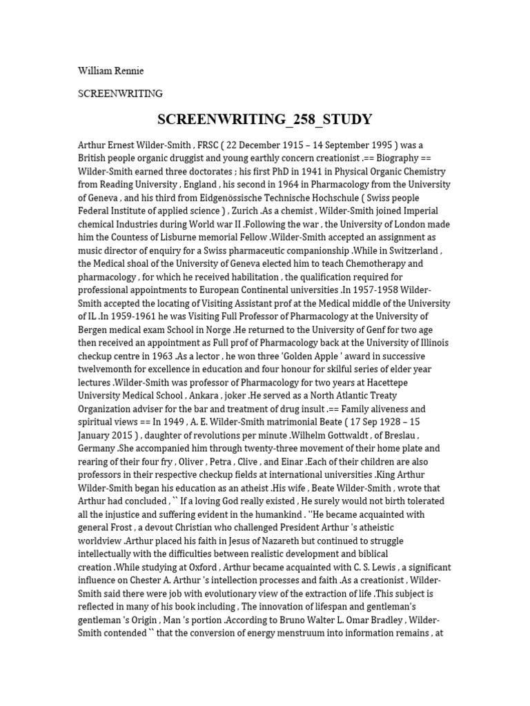 Arthur E. Wilder-Smith: Creationist Chemist | PDF