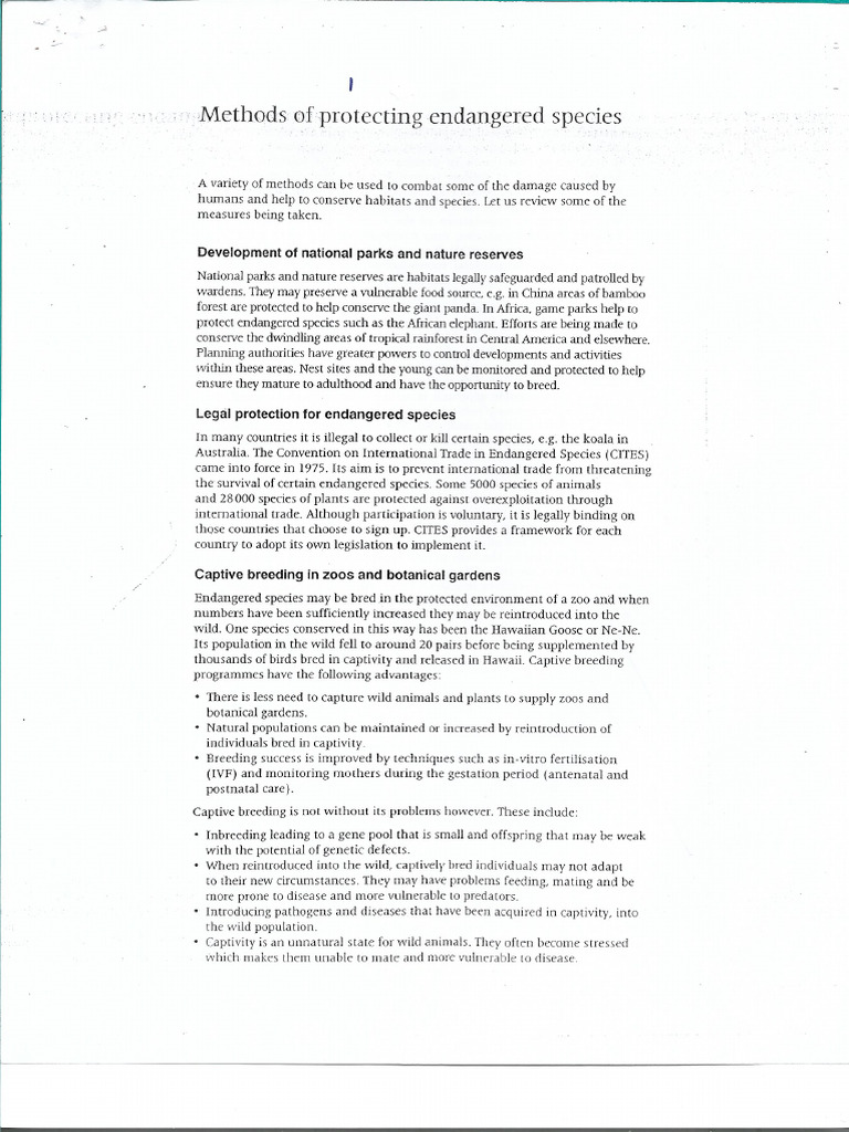 Methods of Protecting Endangered Species | PDF
