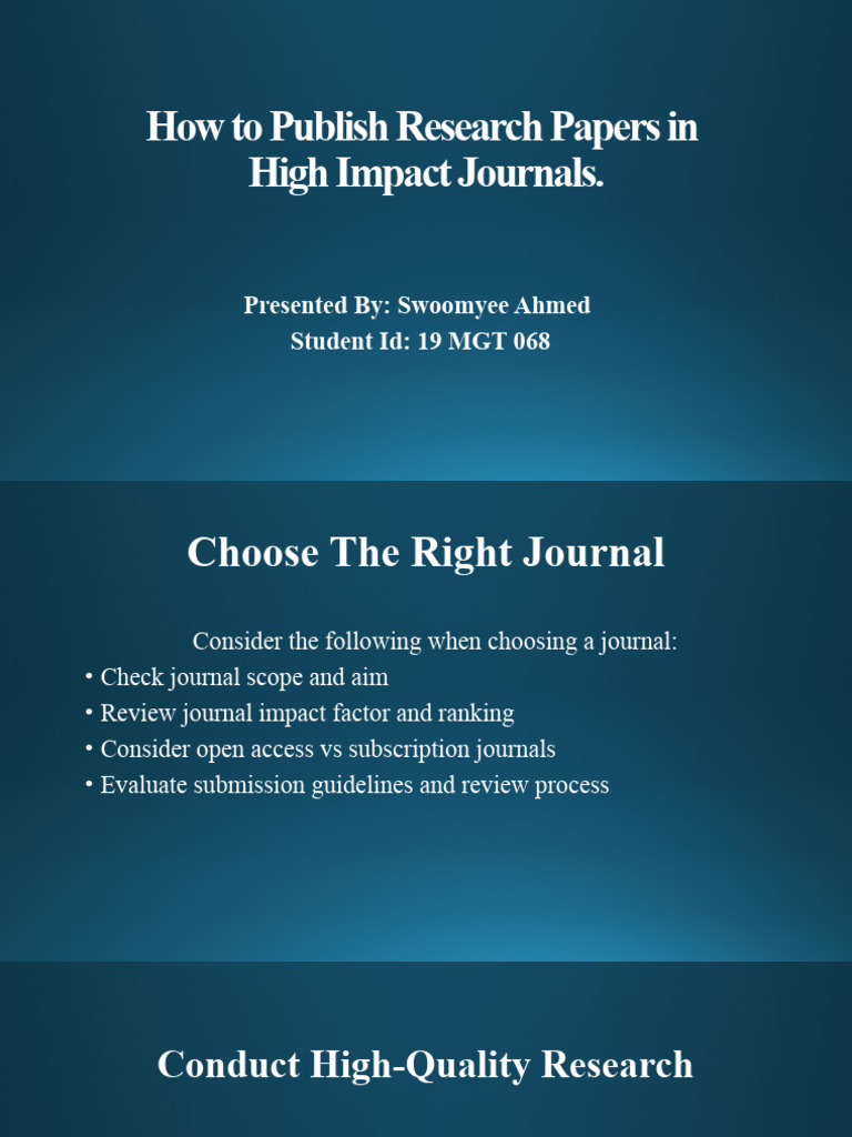 Publish Research Papers in Top Journals | PDF