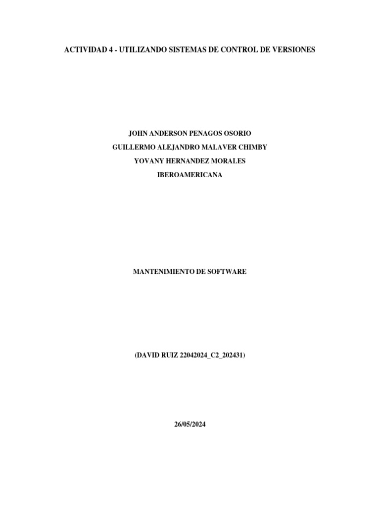 ACTIVIDAD 4 - UTILIZANDO SISTEMAS DE CONTROL DE VERSIONES | Descargar gratis PDF | Control de ...