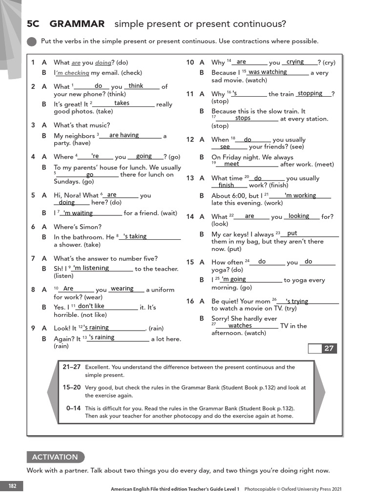 AEF3e Level 1 TG PCM Grammar 5C (Done) | PDF