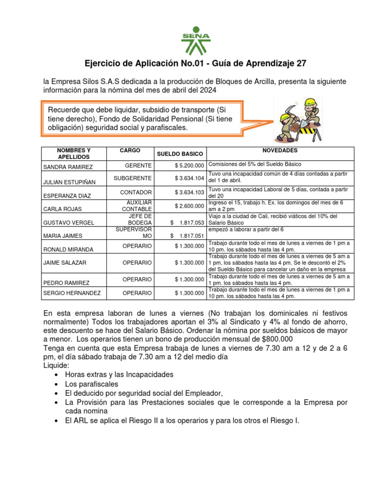 Ejercicio de Aplicacion No. 1 Empresa Silos Ltda | PDF | Relaciones laborales | Ética de negocios