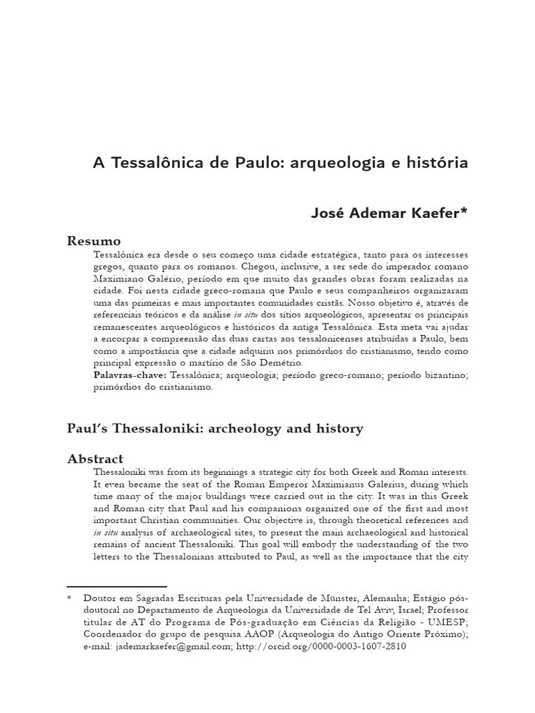 A Tessalônica de Paulo - Arqueologia e História - José Ademar Kaefer ...