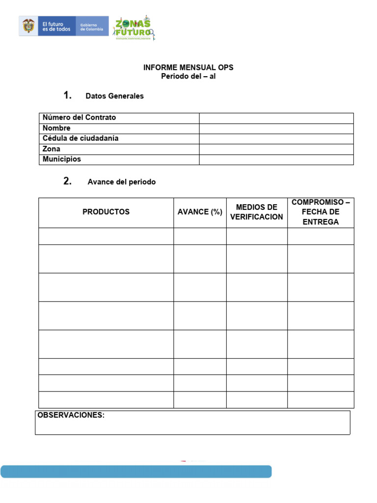 Informe Mensual de Avance OPS | PDF | Negocios