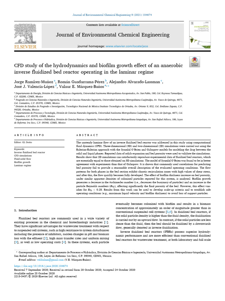 CFD Study of The Hydrodynamics and Biofilm Growth Effect of An ...