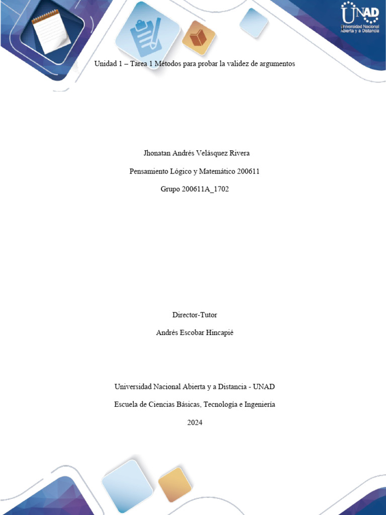 Anexo 3 - Plantilla Tarea 1 Matematicas | PDF | Proposición | Lógica