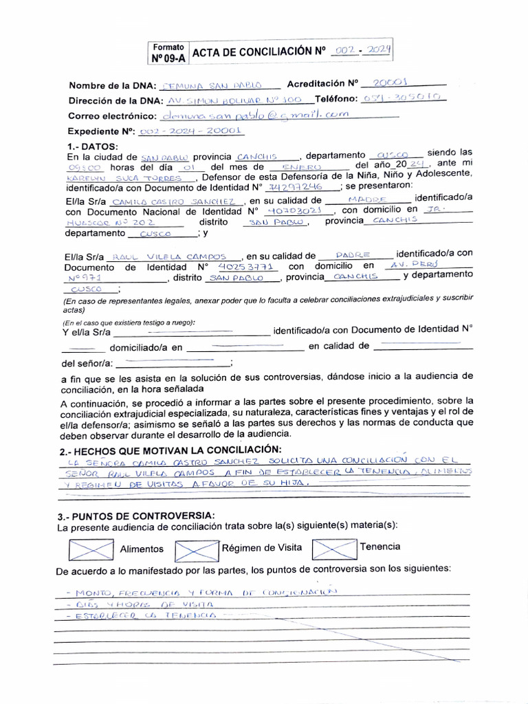 ACTA DE CONCILIACIÓN N° 002-2024 | Descargar gratis PDF | Conflicto (proceso) | Resolución de ...