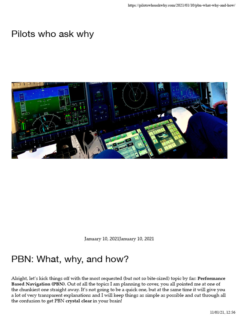 Pbn What Why And How Pilots Who Ask Why Pdf Aviation Navigation