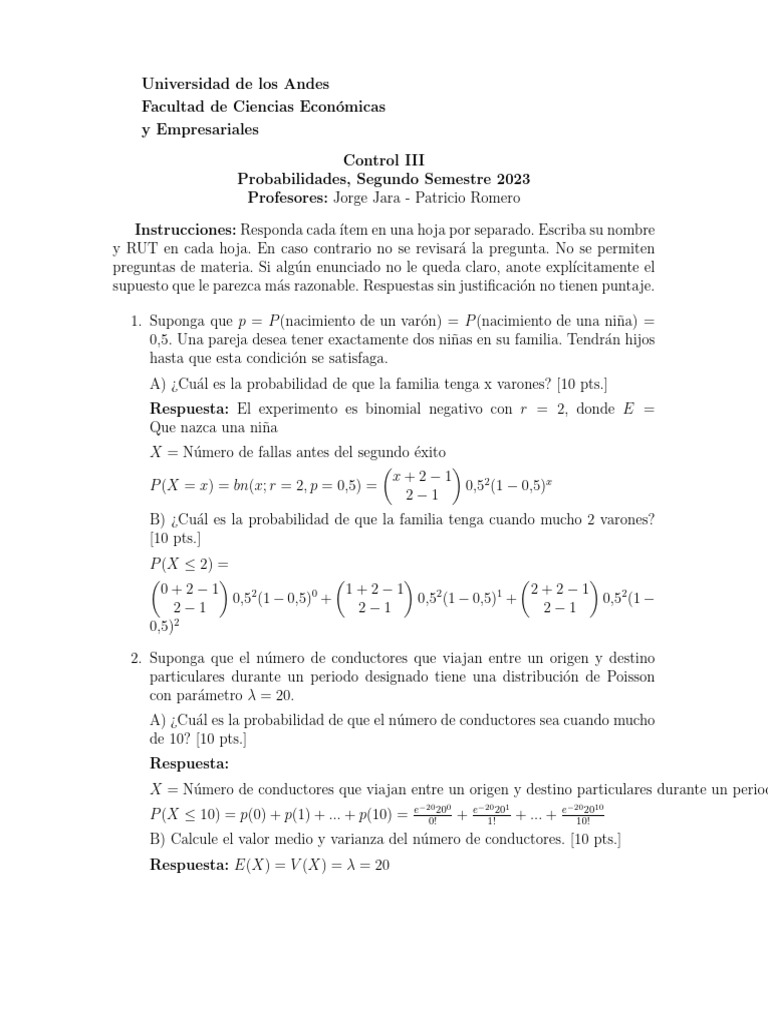 control_III___Probabilidades_2do_Semestre___Pauta (1) (1) | Descargar gratis PDF | Distribución ...
