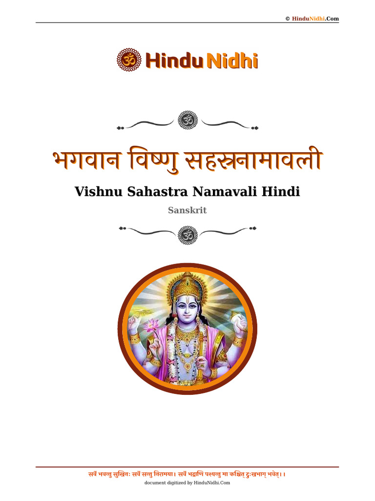 Vishnu Sahastra Namavali Hindi 921 | PDF