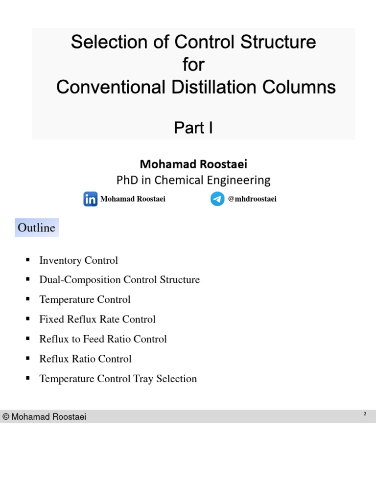 Distillation Control (Part I) - Roostaei | PDF | Distillation | Temperature