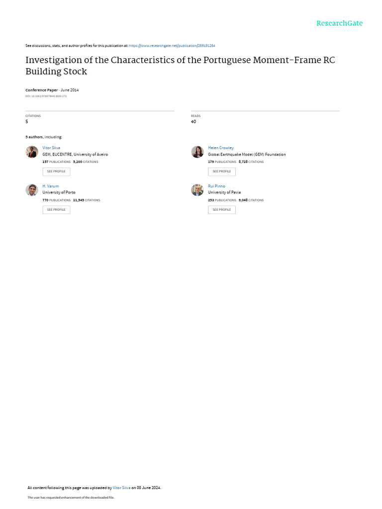 Silva Et Al-2014-Vulnerability Model RC Portugal | PDF | Strength Of ...